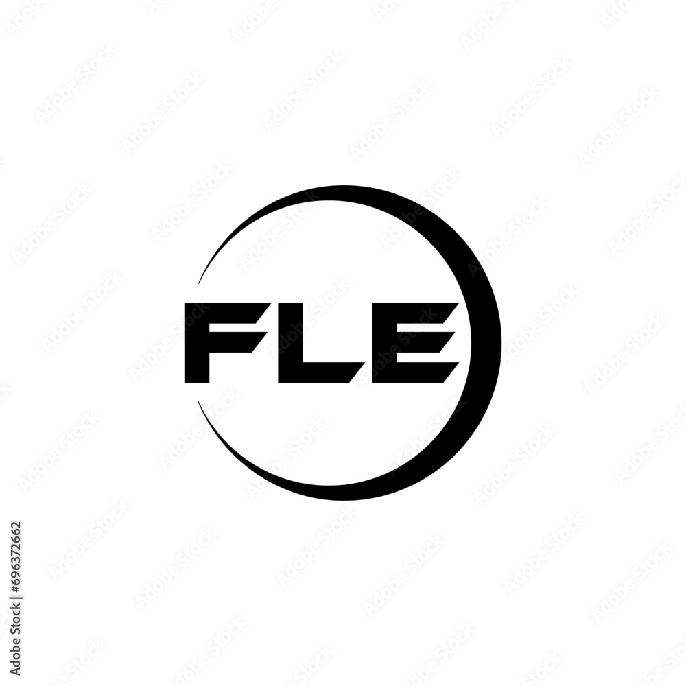 FLE letter logo design with white background in illustrator, cube logo ...