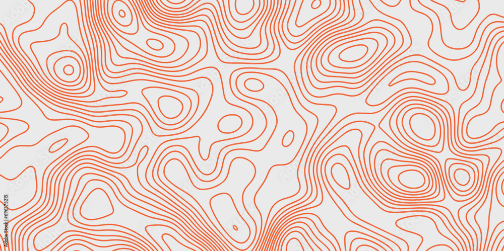 Abstract Topographic Map in Contour orange and white background design ...