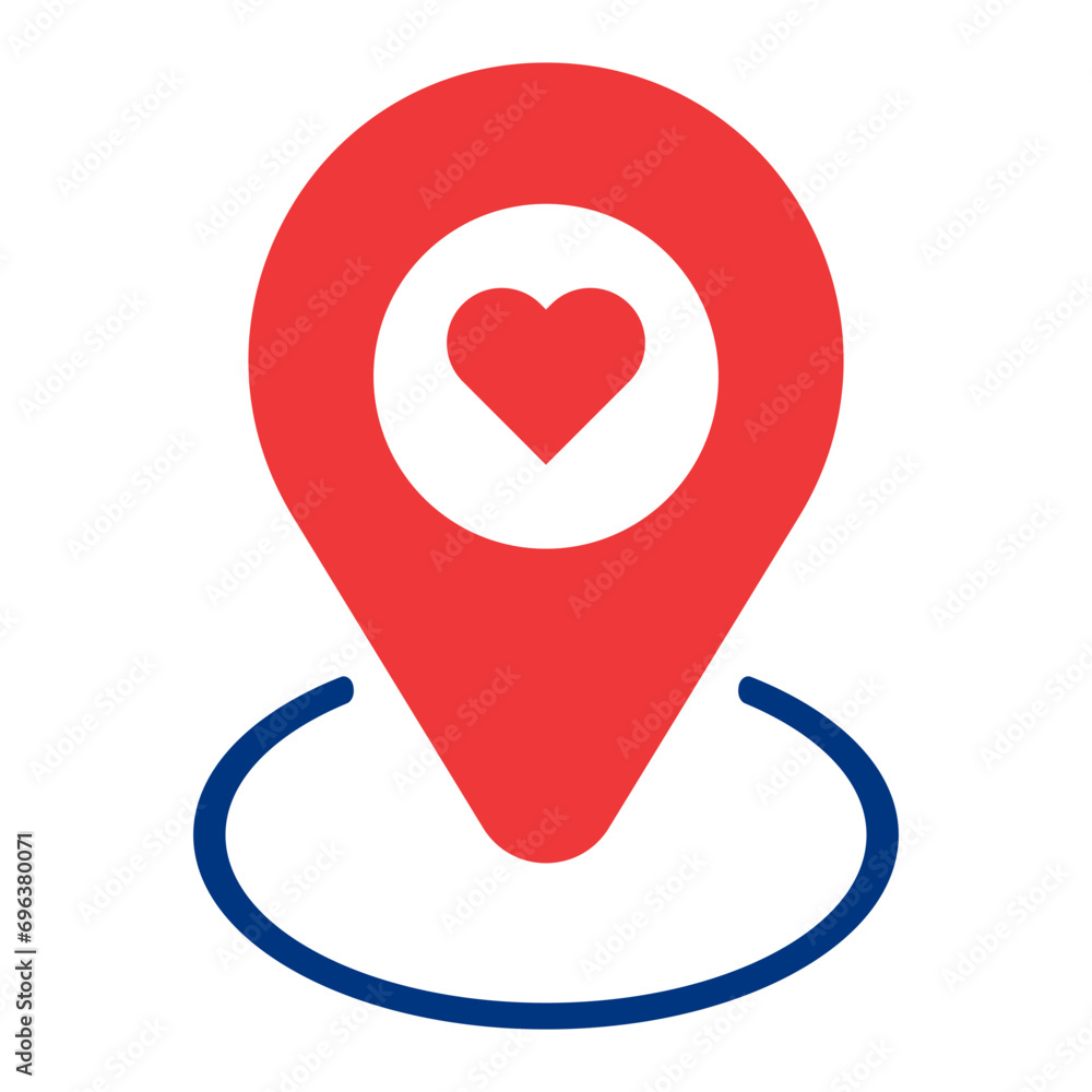 Gps label with heart illustration. Favorites, emoji, geolocation ...