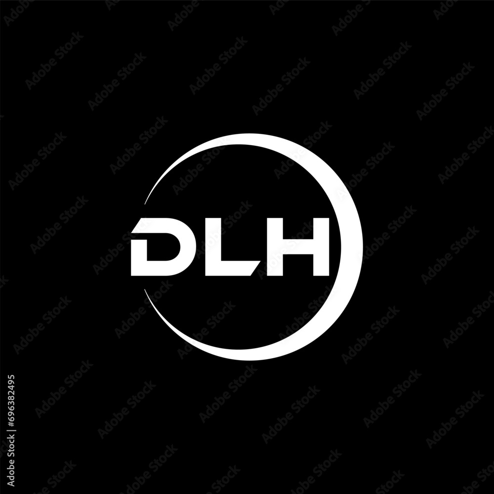 DLH letter logo design with black background in illustrator, cube logo ...