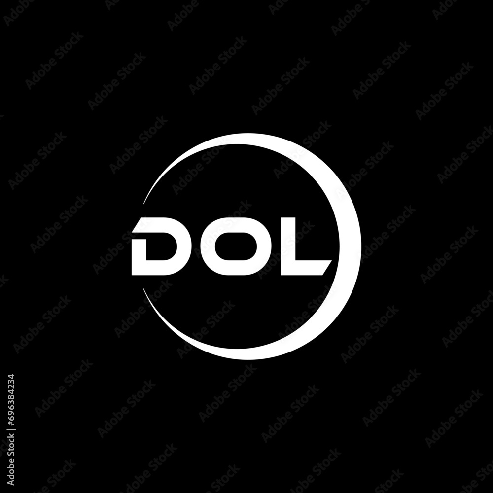 DOL letter logo design with black background in illustrator, cube logo ...