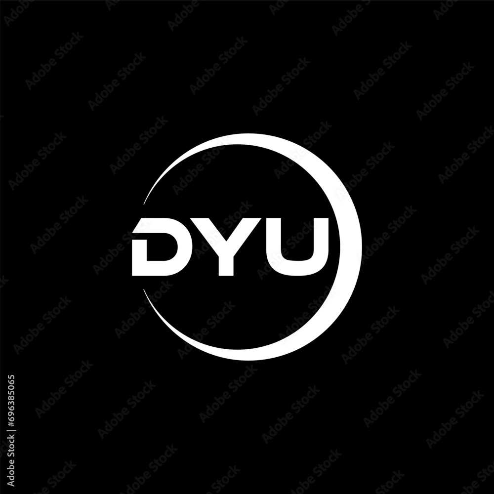 DYU letter logo design with black background in illustrator, cube logo ...