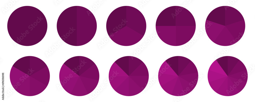 Pie graph in purple colors illustration. Work, function, plan, drawing ...
