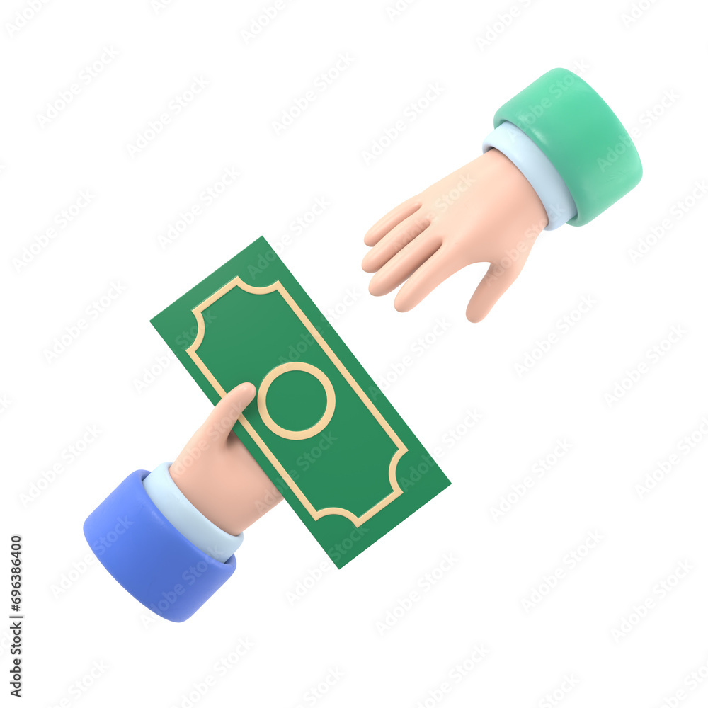 Cartoon Gesture Icon Mockup.Two cartoon businessman hands,giving money ...