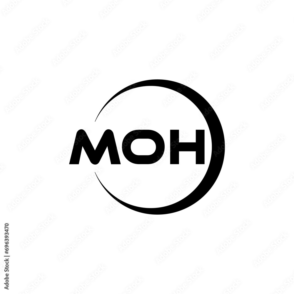 MOH letter logo design with white background in illustrator, cube logo ...