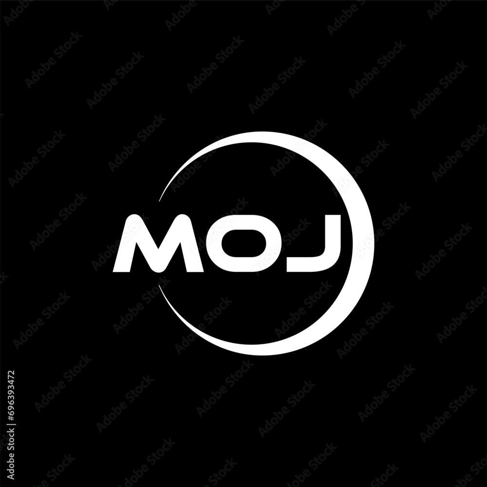 MOJ letter logo design with black background in illustrator, cube logo ...
