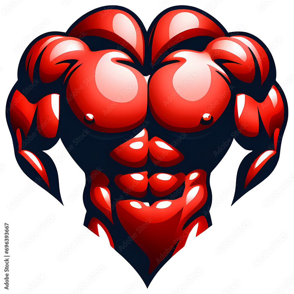 Bodybuilder muscular male showing chest muscles illustration 300dpi ...