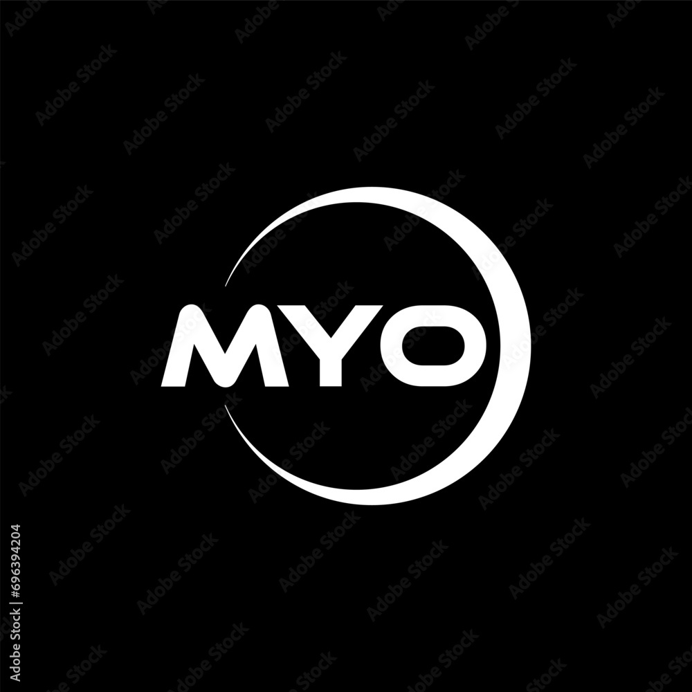 MYO letter logo design with black background in illustrator, cube logo, vector logo, modern ...