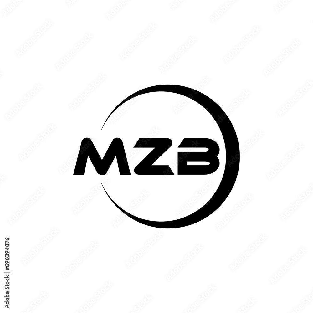 MZB letter logo design with white background in illustrator, cube logo ...