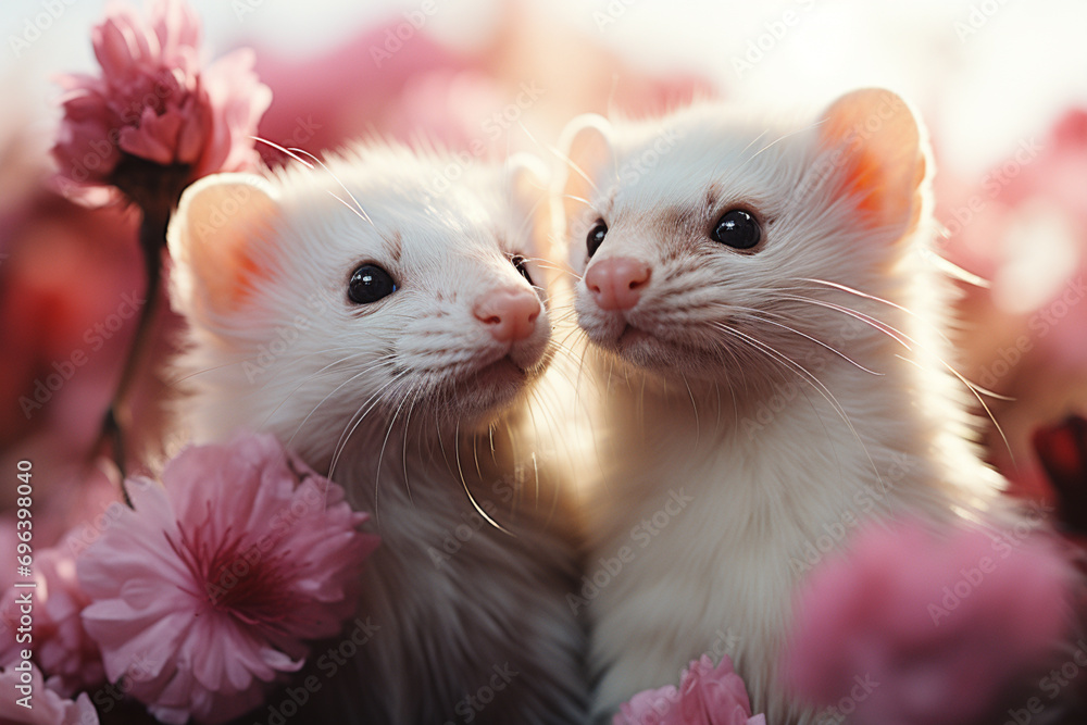 Ethereal ferret friends captured in a candid moment, their ...