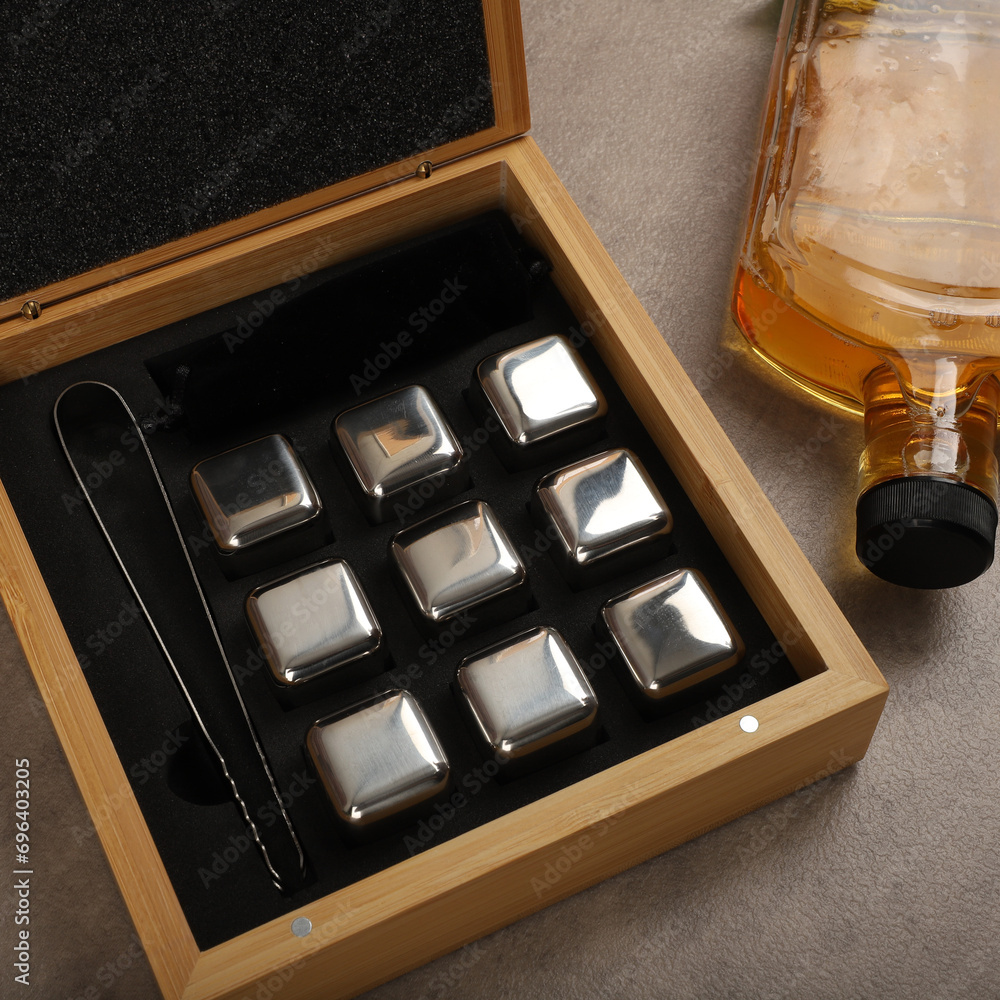 Stainless Steel Whiskey Stone Set in Bamboo Box, Whiskey Stone Set ...