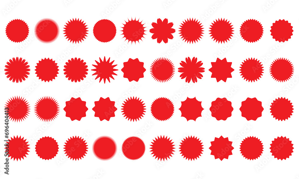 Starburst red sticker set - collection of special offer sale round and ...