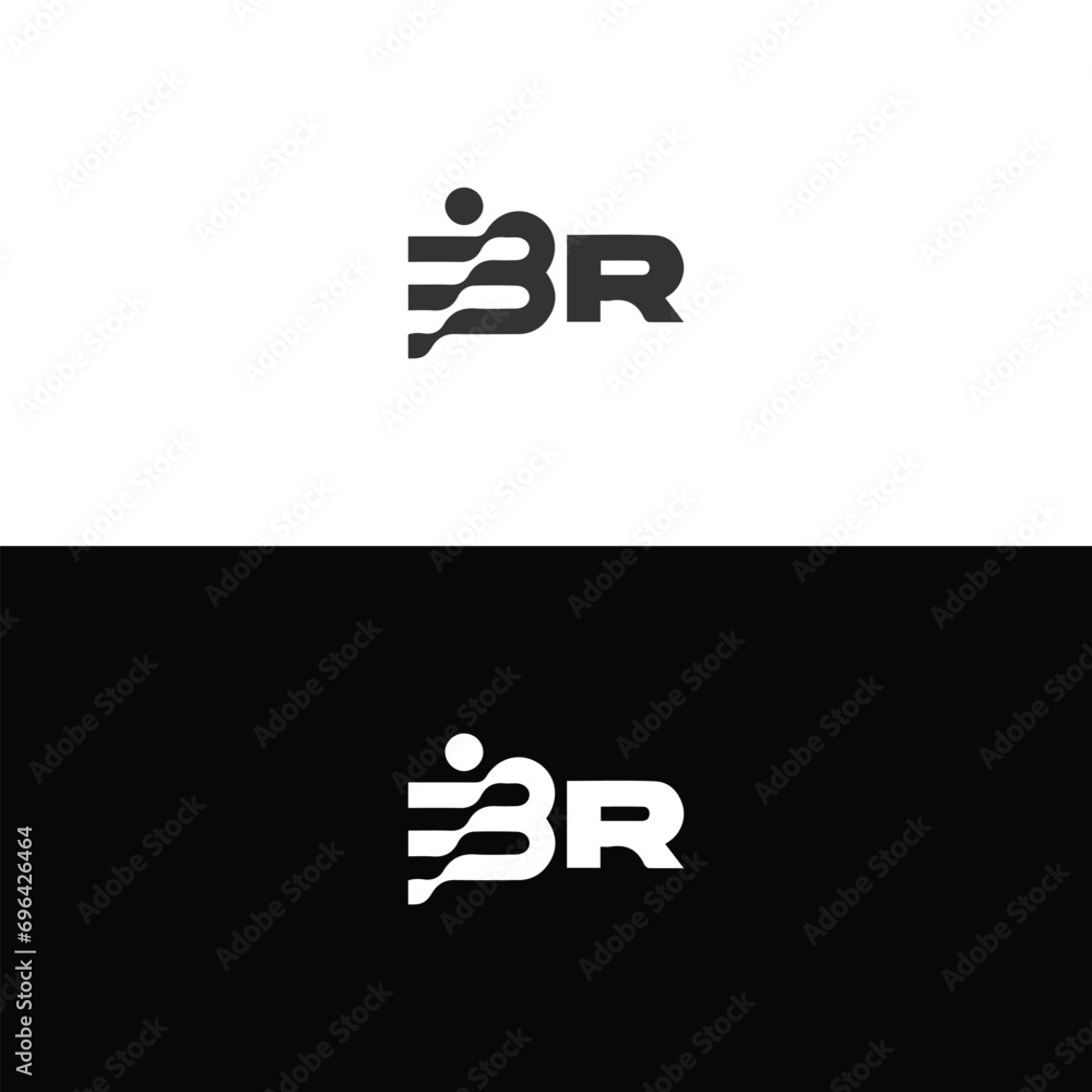 BR logo. B R design. White BR letter. BR, B R letter logo design ...