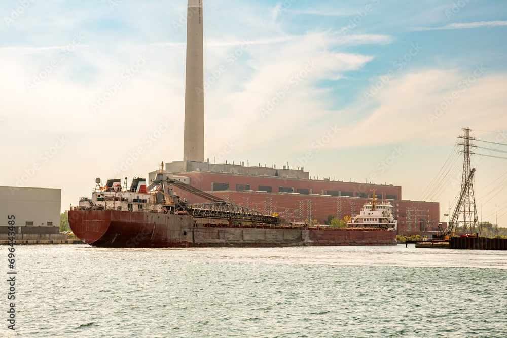 Laker: a self unloading bulk carrier manouvers in the turning basin of ...