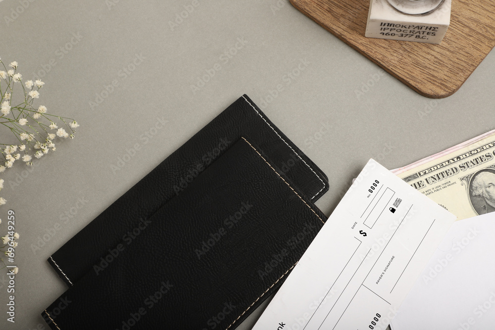 Colorful leather checkbook. Genuine leather checkbook, concept shot ...