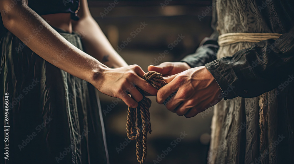 [40] A photo of a couple tying their hands together in a traditional ...