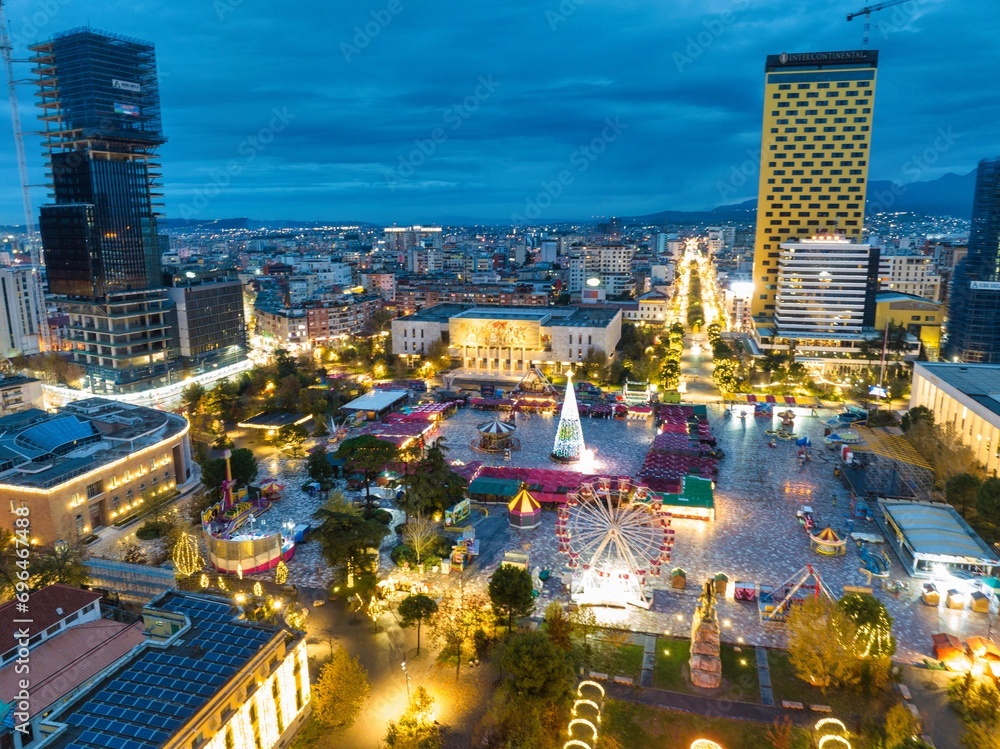 Skanderbeg square, the main square of Tirana (capital city of Albania ...