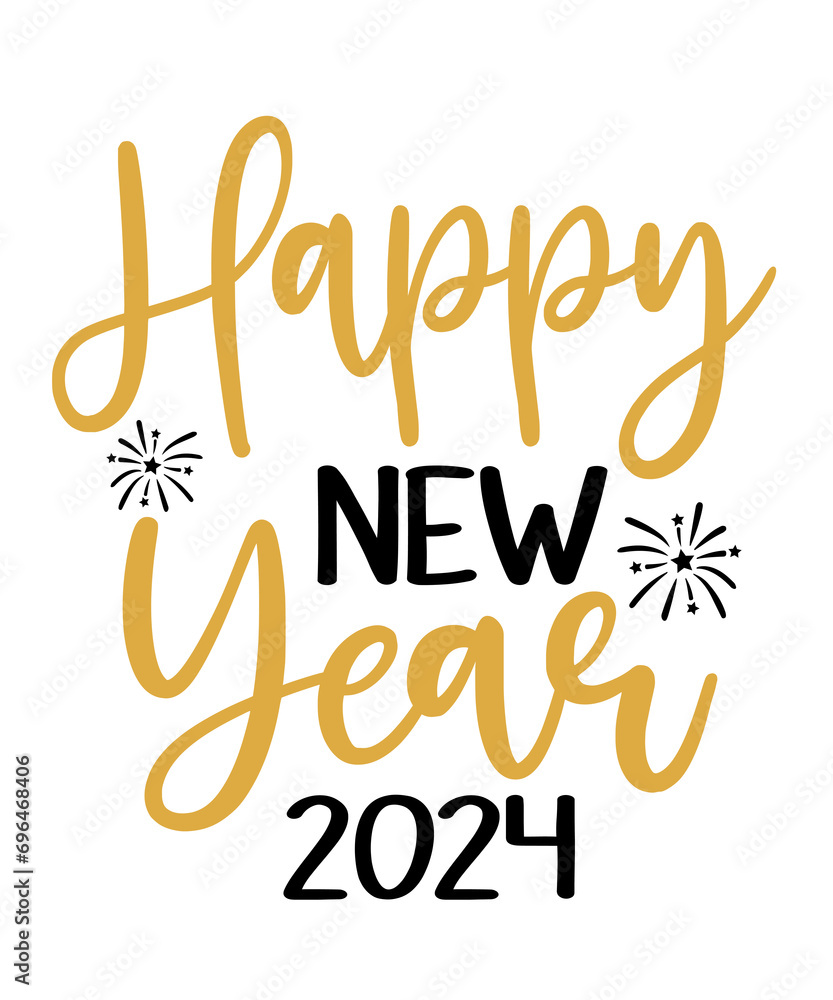 New Year 2024 text design for T-shirts and apparel on plain white ...