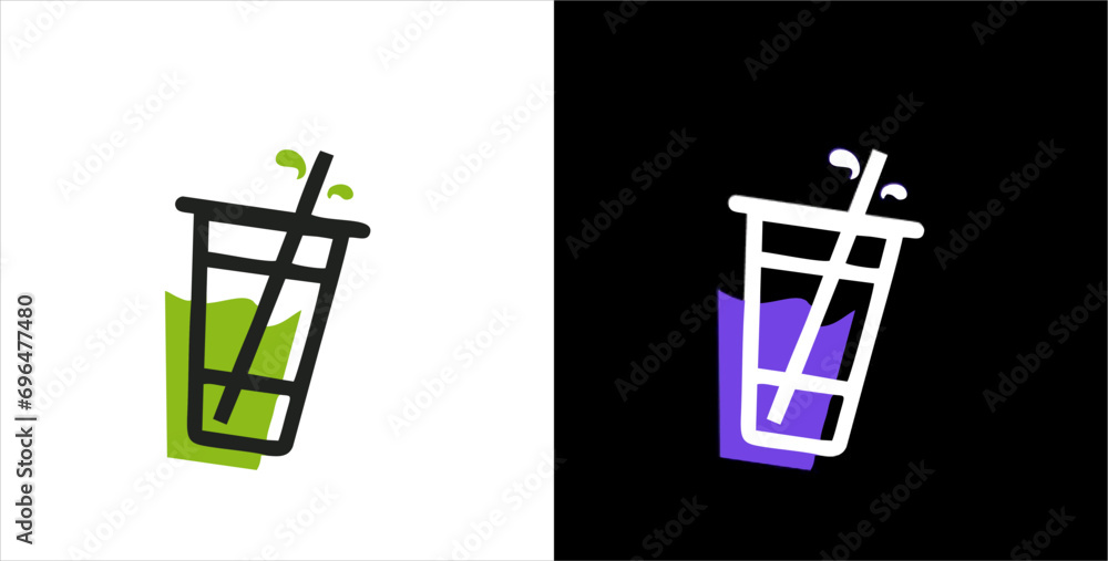 bubble tea drink, boba logo vector icon illustration with tea perfect ...