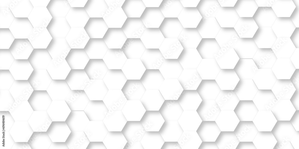 Seamless pattern with hexagonal white and gray technology line paper ...