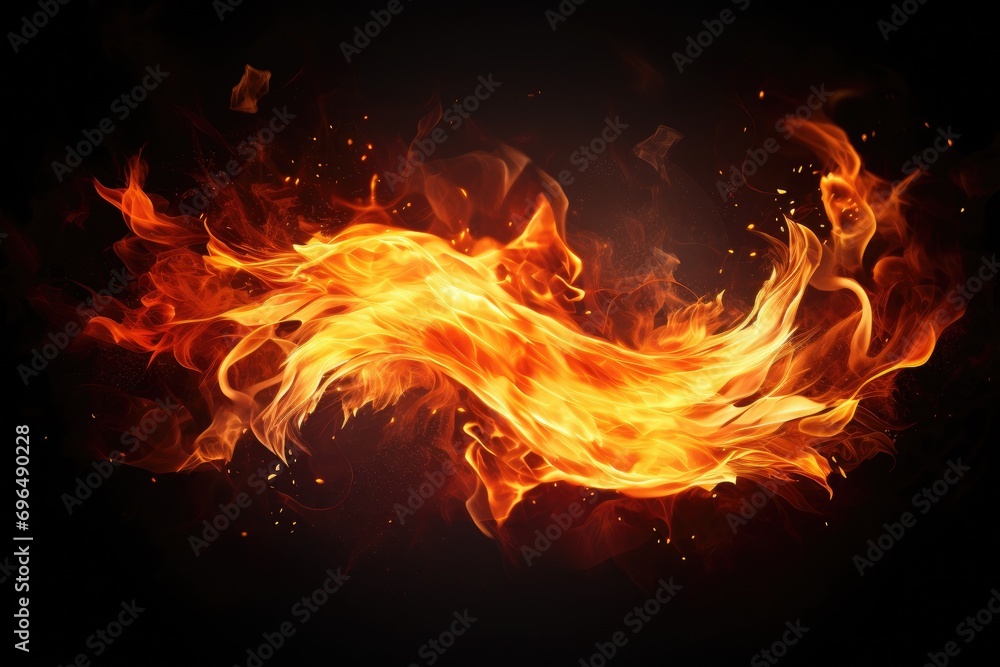 Fire flames isolated on black background. Abstract background. Design ...