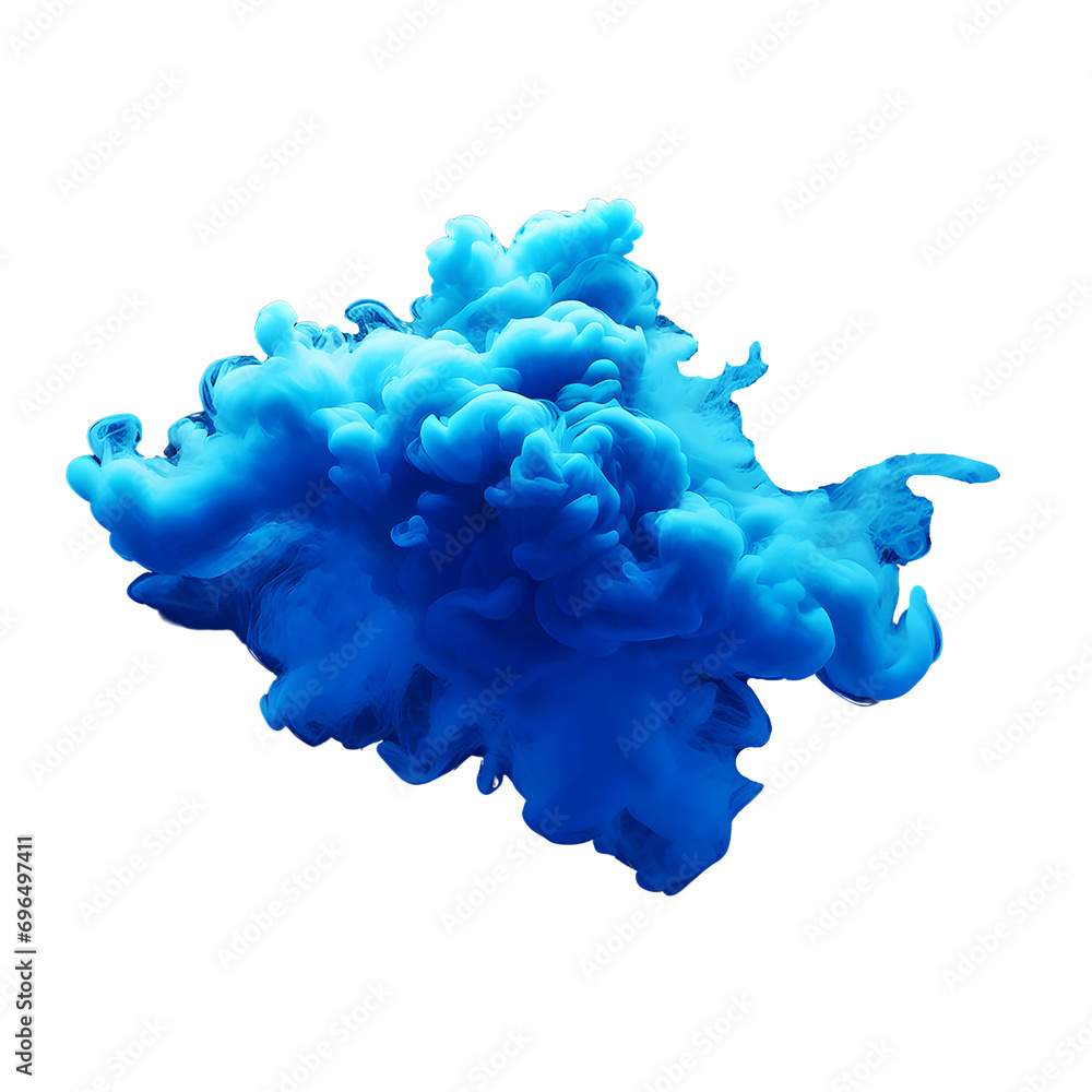 Realistic blue smoke explosion with sparks on a transparent background ...