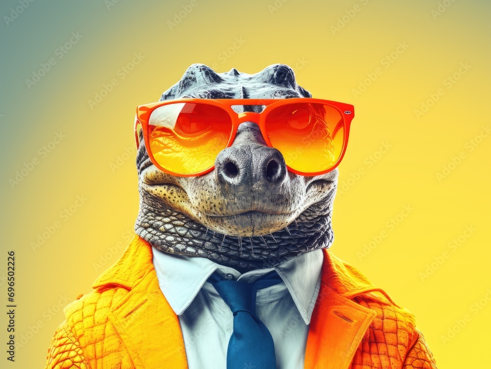 Anthropomorphic stylish alligator in suit. Illustration of a serious ...