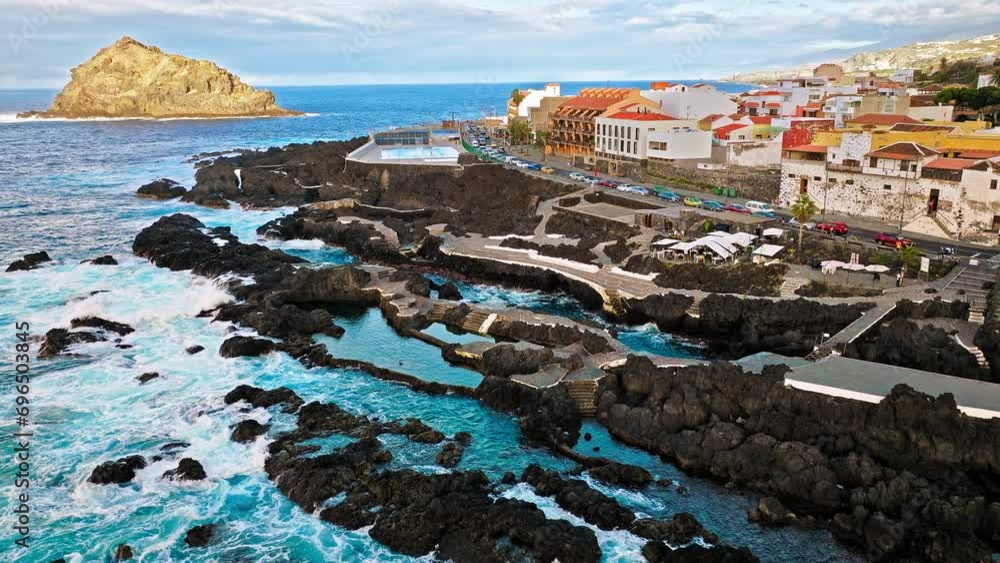 Aerial view of Piscinas Naturales de El Caletón of Garachico and ...