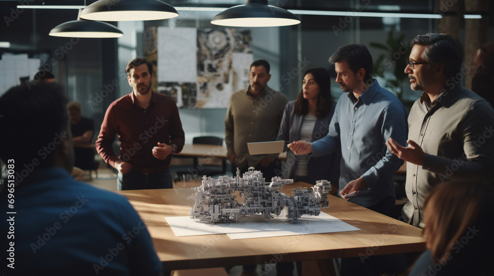 Chief Project Engineer Holds Briefing for a Team of Scientists that are ...