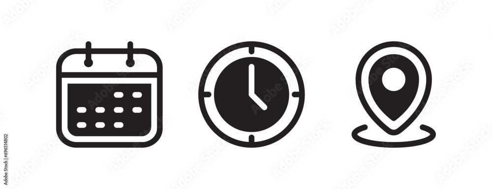 Time, date, and address icon vector. Event elements Stock Vector ...