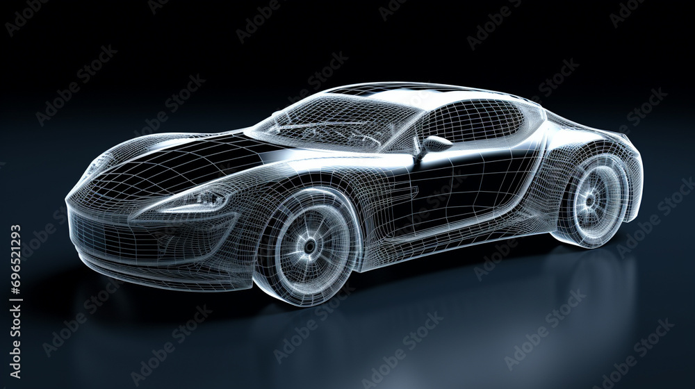 sports car displayed in wireframe model Stock Photo | Adobe Stock