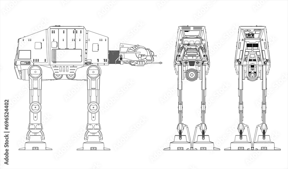 All terrain armored transport. Blueprint with projections on a ...
