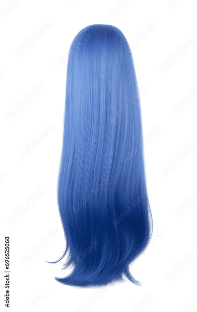 Long Blue Hair - Back View - Full View - Viewed from the back with ...