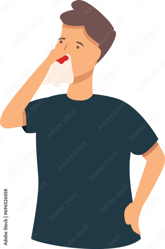 Nosebleed boy icon cartoon vector. Nose face problem. Body sweat Stock ...