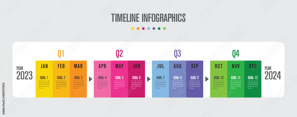 Infographic template for business. 12 Months modern Timeline diagram ...