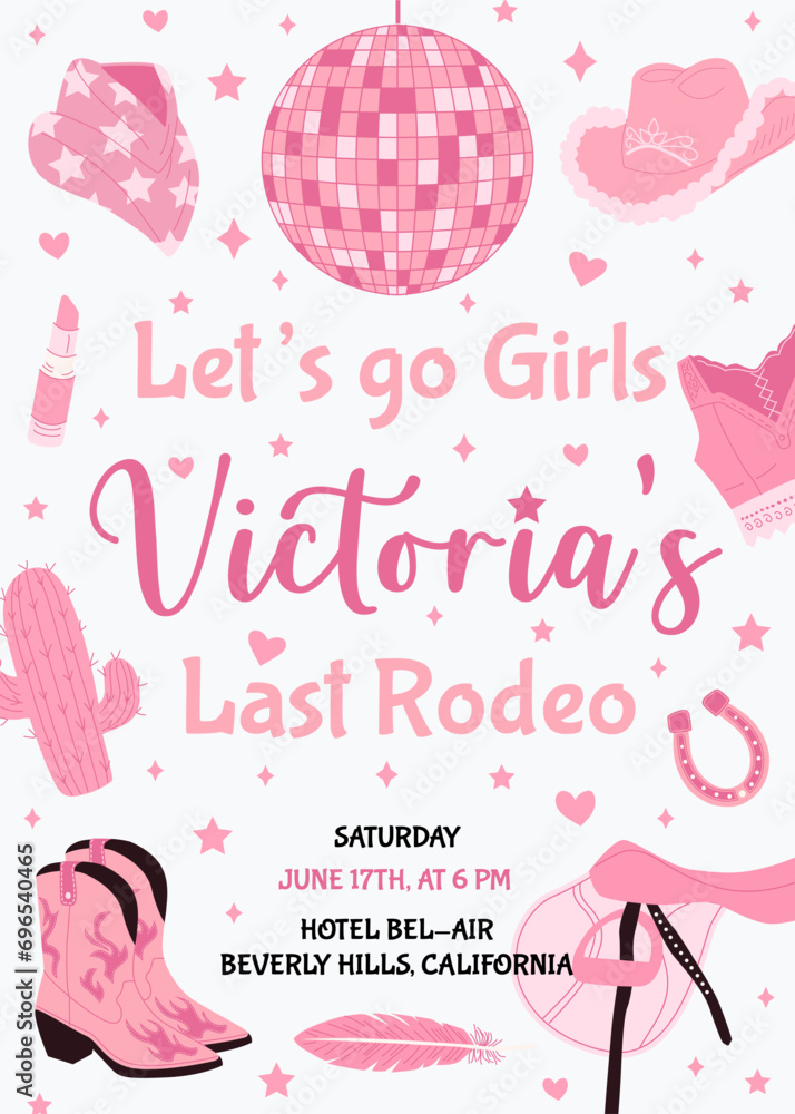 Hen Party invitation card. Last rodeo bachelorette party invitation ...