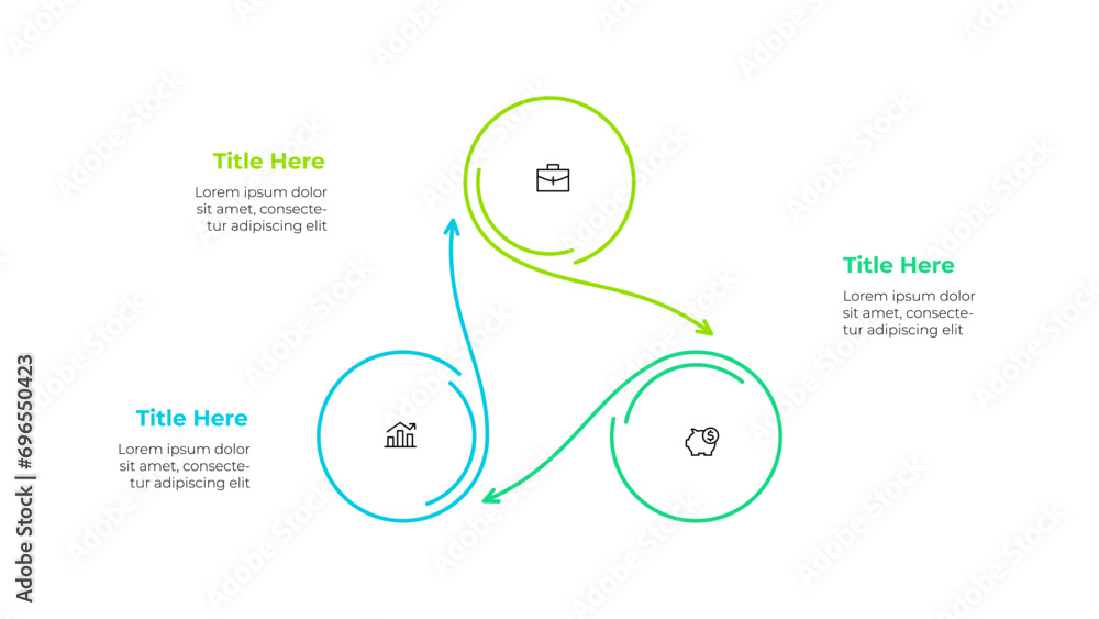 Infographic element of cycle diagram template with 3 circles and icons ...