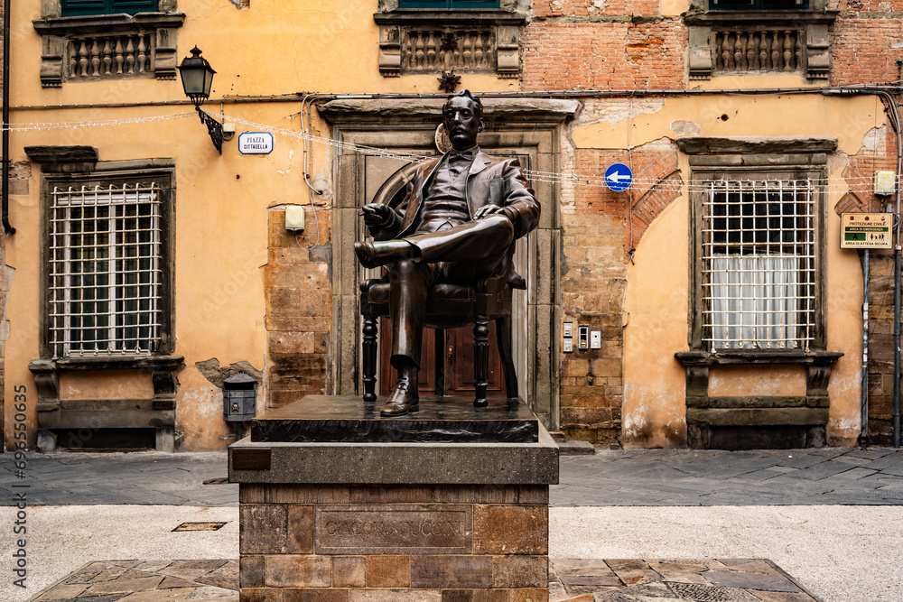 LUCCA, ITALY, APRIL 16, 2017: Detail of a bronze statue of Giacomo ...