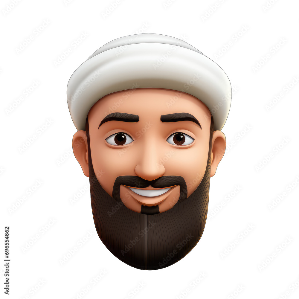 Muslim man memoji isolated on transparent and white background. PNG ...