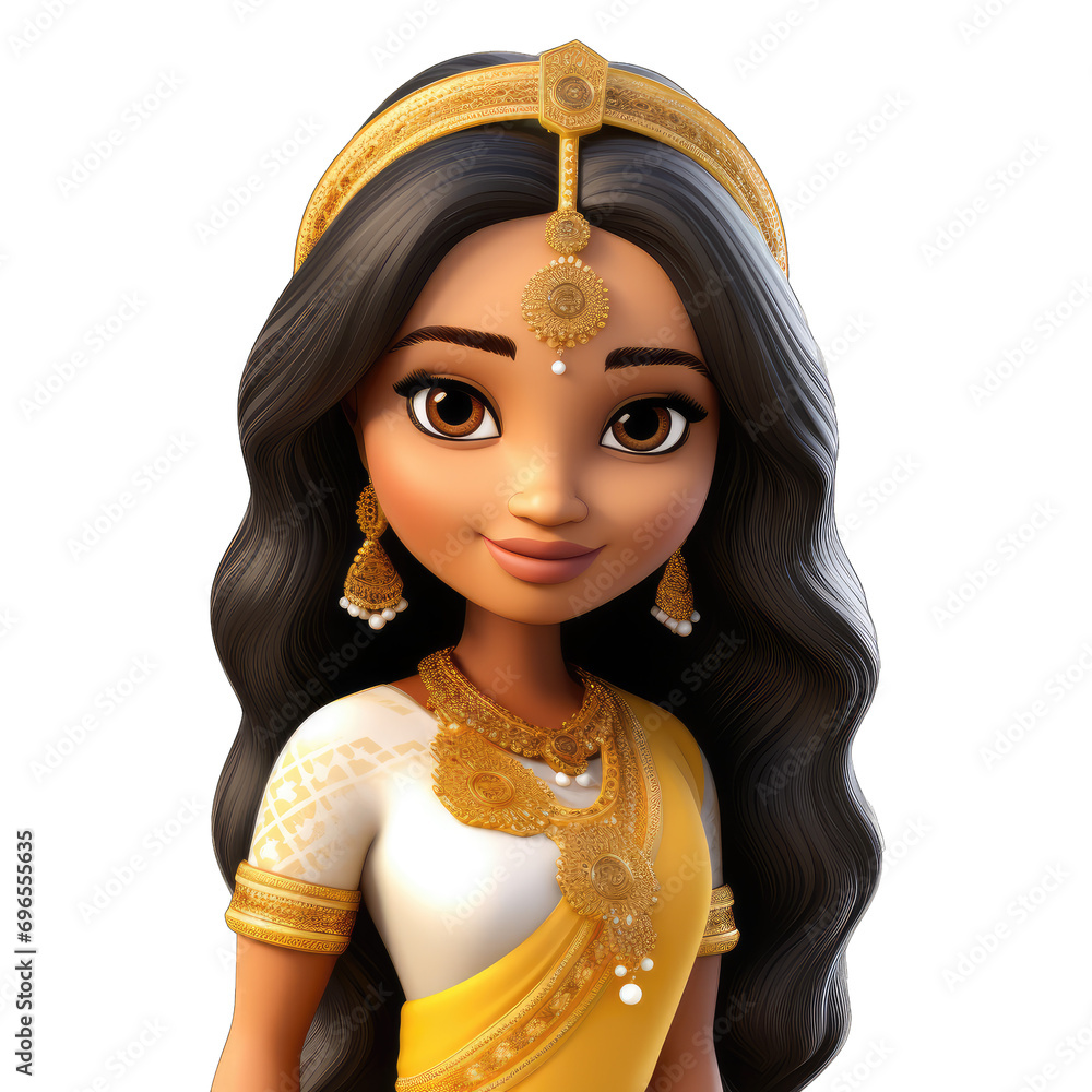 Cute Indian girl memoji isolated on transparent and white background ...