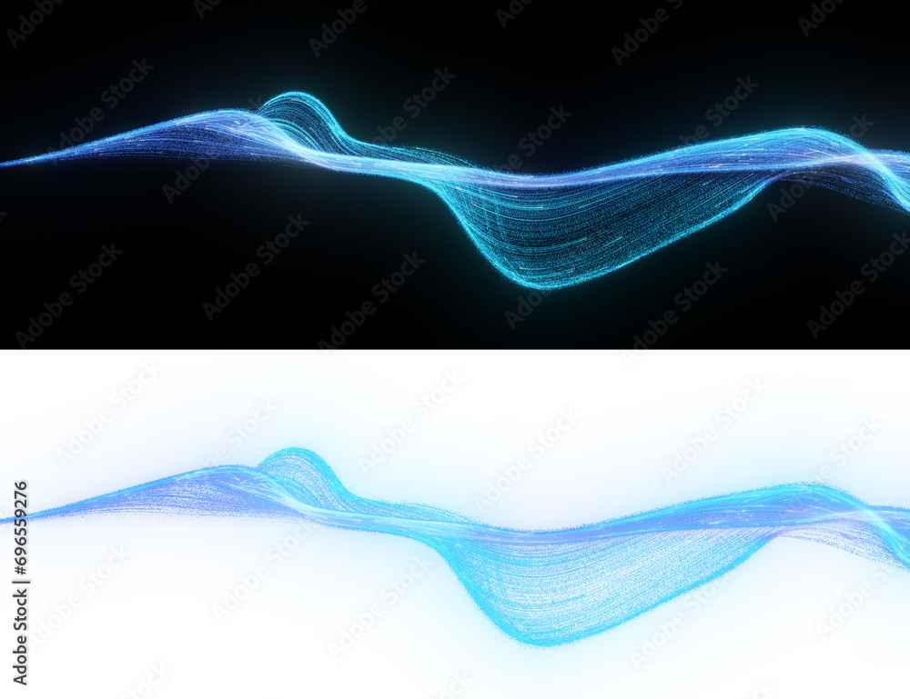 Fluid stream of blue particles, resembling a digital river ...