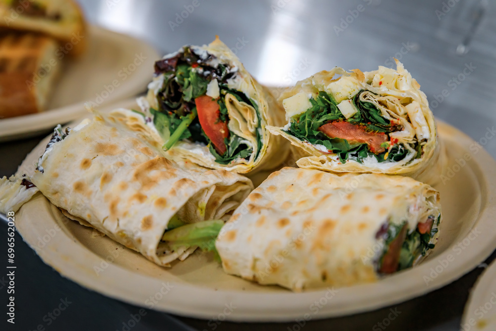 Traditional Armenian sandwich wrap made with lavash flat bread and lule ...