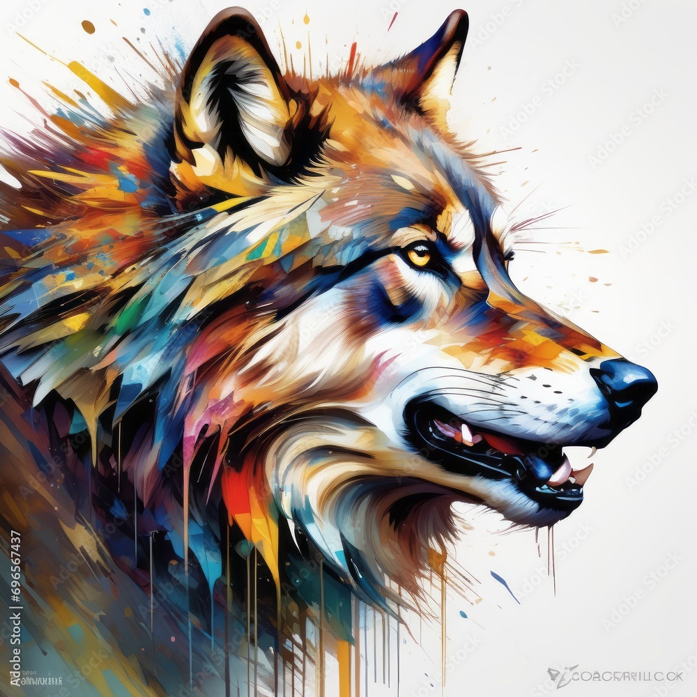 wolf bright abstract illustration in Street Art style created with ...