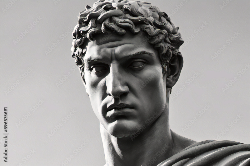 The greek god hermes statue. Male statue of a Roman deity, muscular in ...