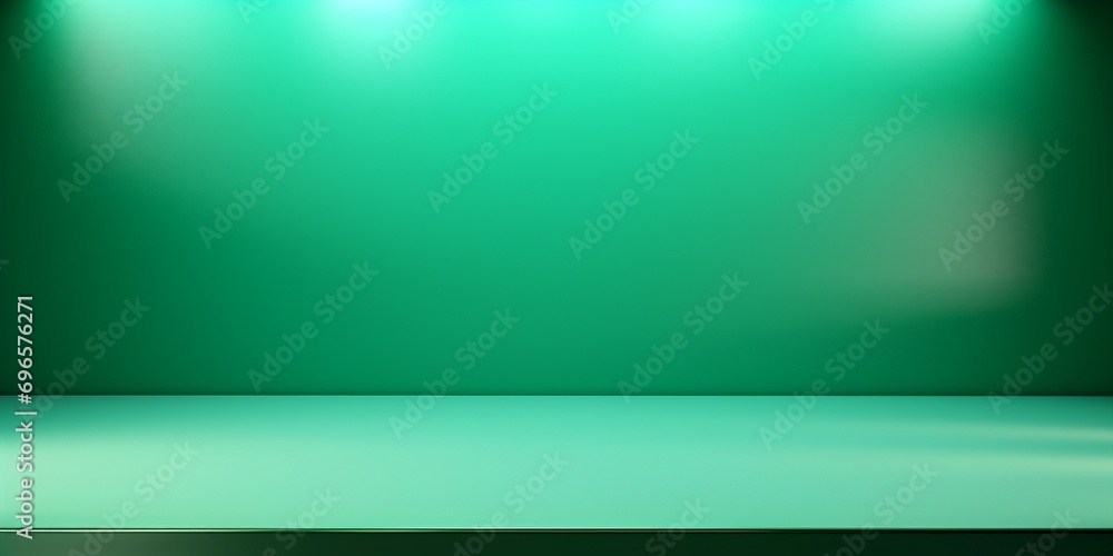 Green empty room with top lights, fresh gradient studio blank stage ...