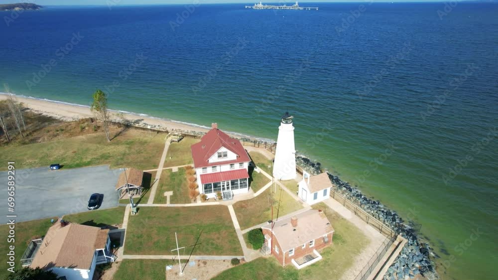 Historical Chesapeake Bay Lighthouse - Aerial 4k Footage Series ...