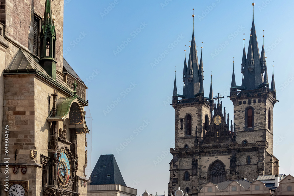 The medieval astronomical clock (Prague Orloj) Attached to the Old Town ...