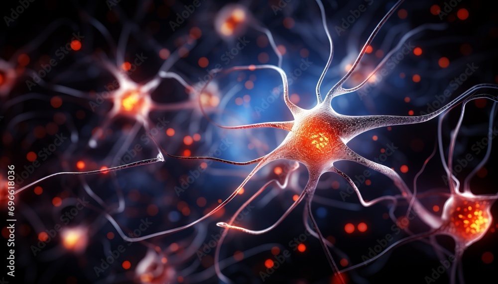 Intricate illustration of human brain and neuron cells showcasing ...
