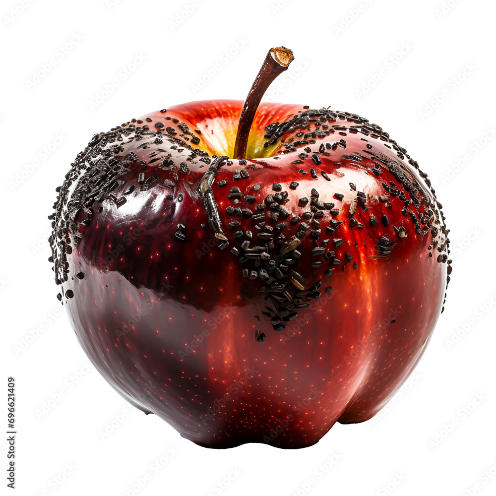 Rotten Apple Illustrates Unhealthy Eating A Close-Up View of Decay and ...