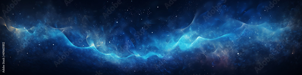 Dark blue hues embellished with luminous glow particles, creating an ...